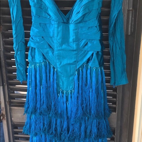 Gucci | Dresses | Gucci Tom Ford Blue Silk Tassel Runway Dress 4 | Poshmark
